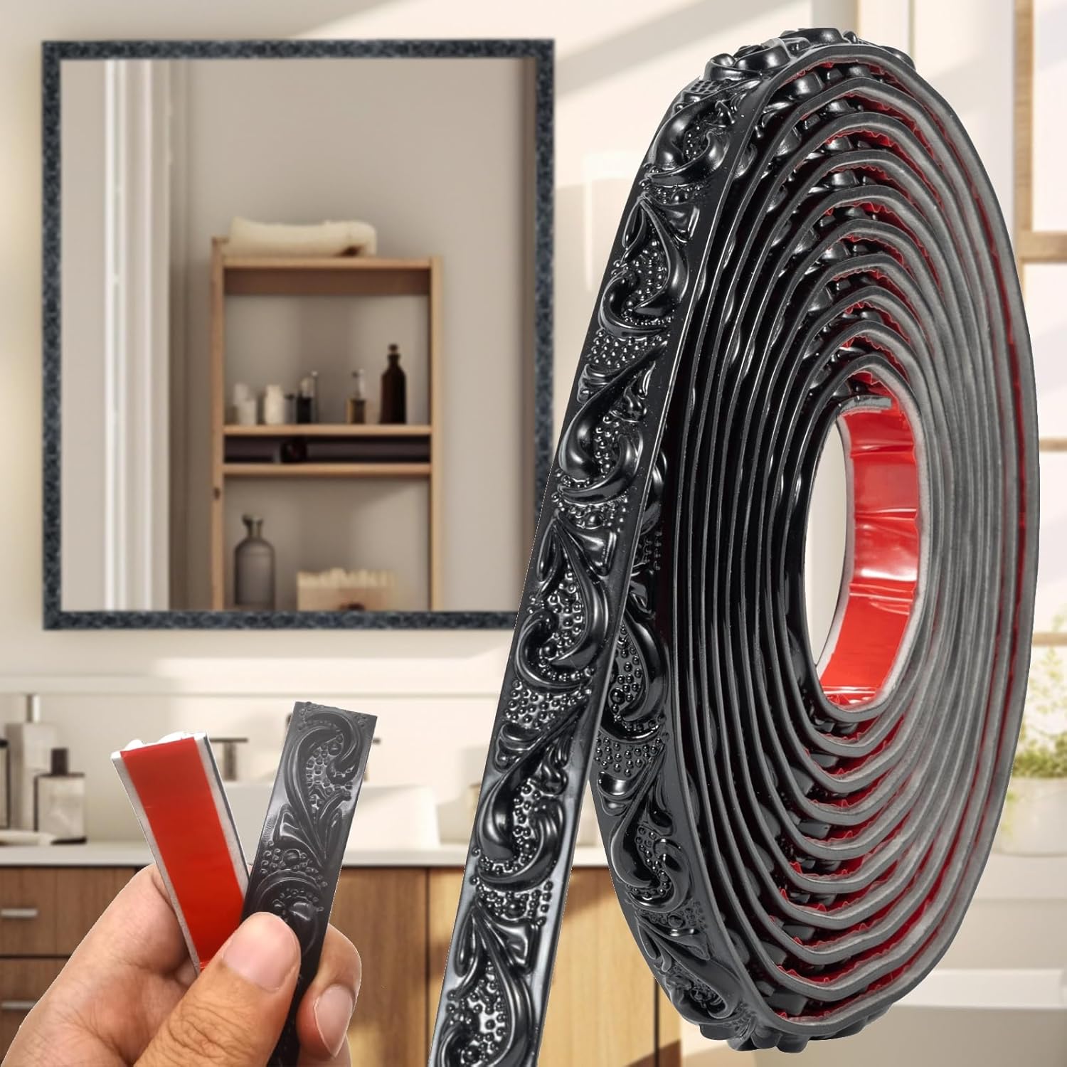 Cadre de miroir autocollant imperméable en PVC - 2 cm x 5 m - Couronne ...