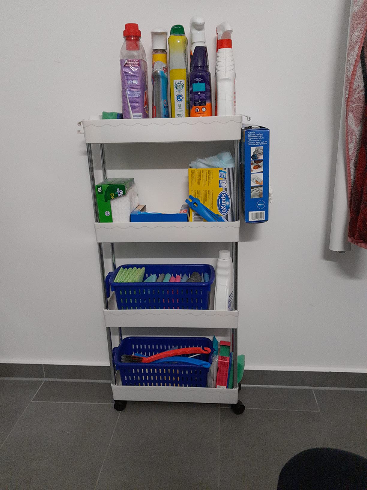 Rollregal Küchenregal 4 Ablagen Nischenregal Nischenwagen Rollwagen ...