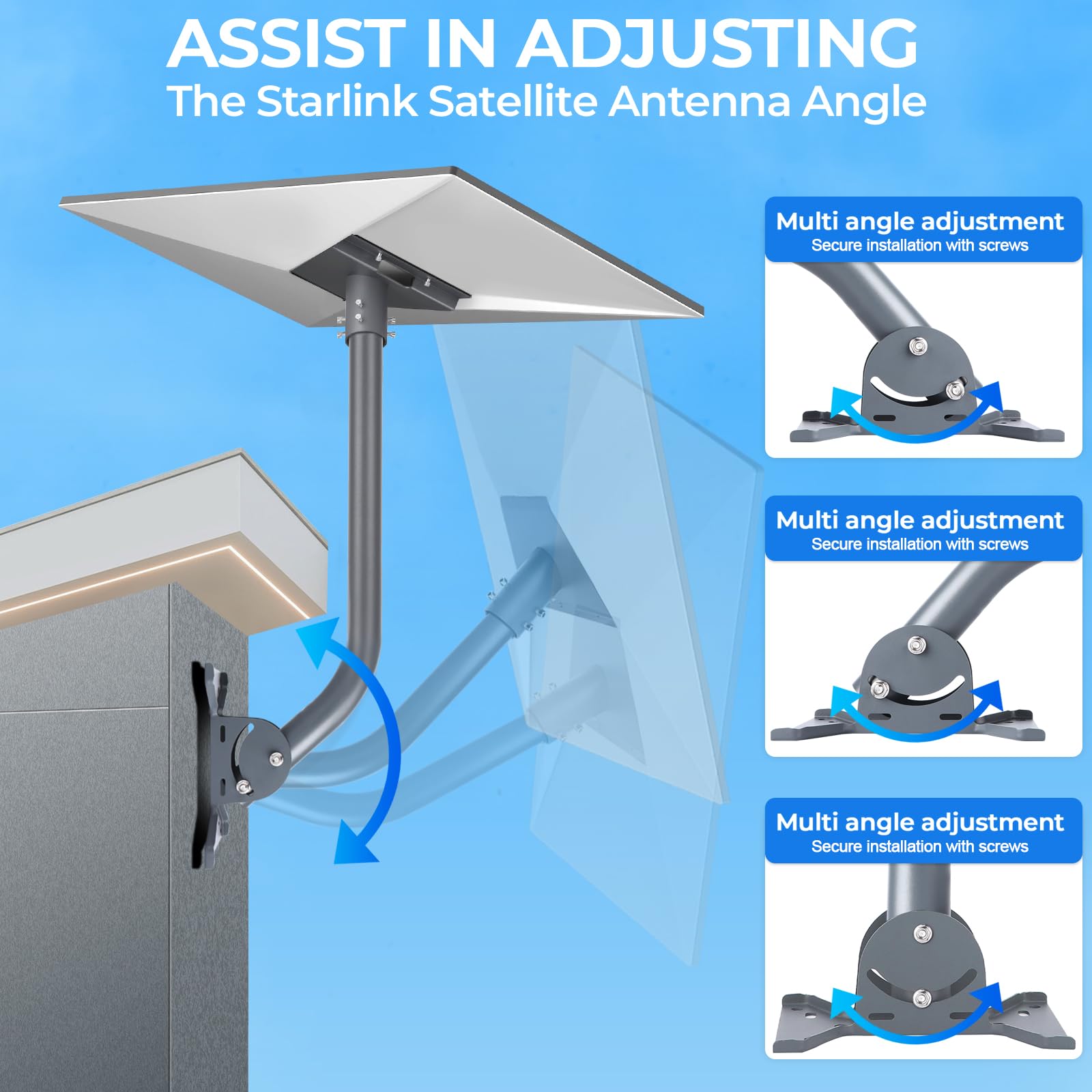 Snapklik.com : Adjustable Starlink Gen 3 Mount, Starlink Pole Mount V3 ...