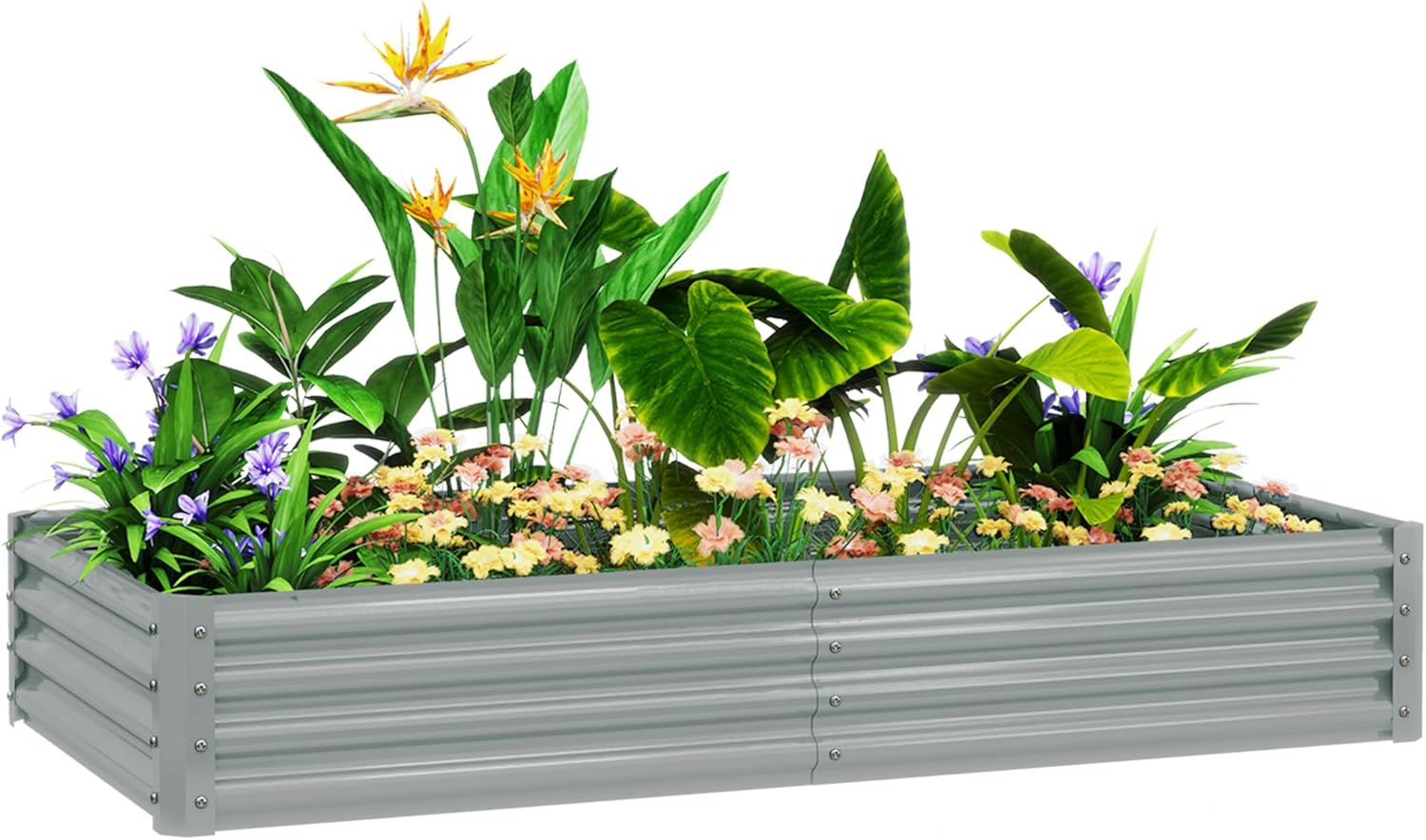 Outsunny Galvanised Raised Garden Bed, 180 x 90 x 30cm Raised Bed with ...