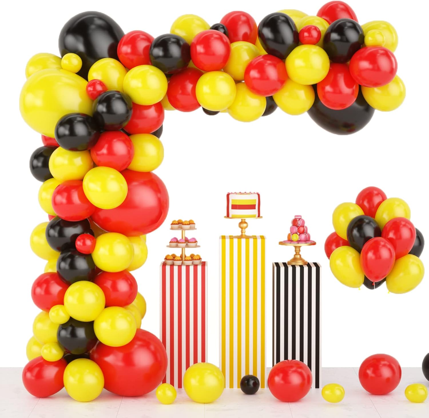 Amazon.com: 116 Pack Red Black Yellow Balloon Garland Arch Acoustic ...