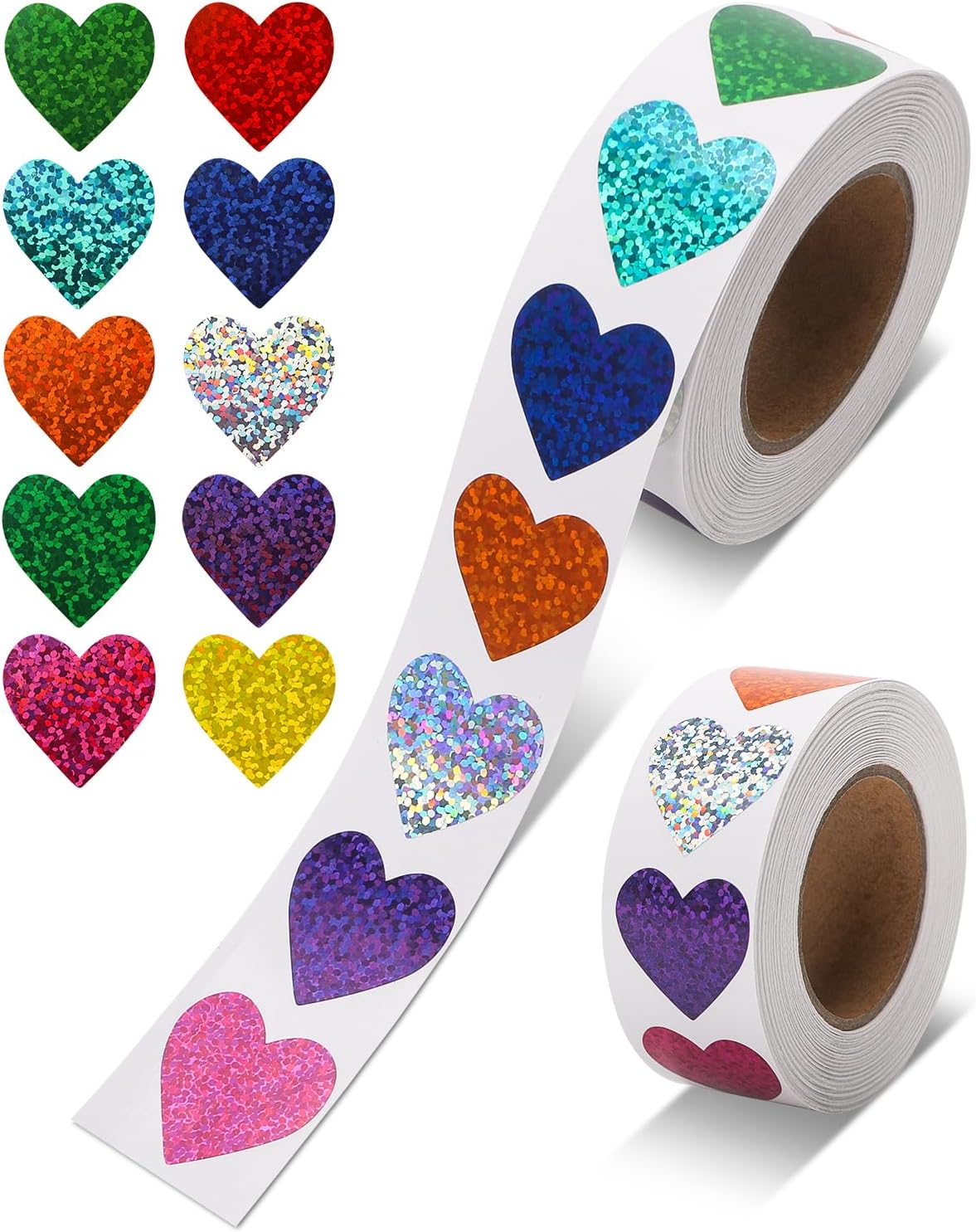 Glitter Heart Stickers, 500 Pcs 1 Inch Heart Stickers for Kids 8 Colors ...