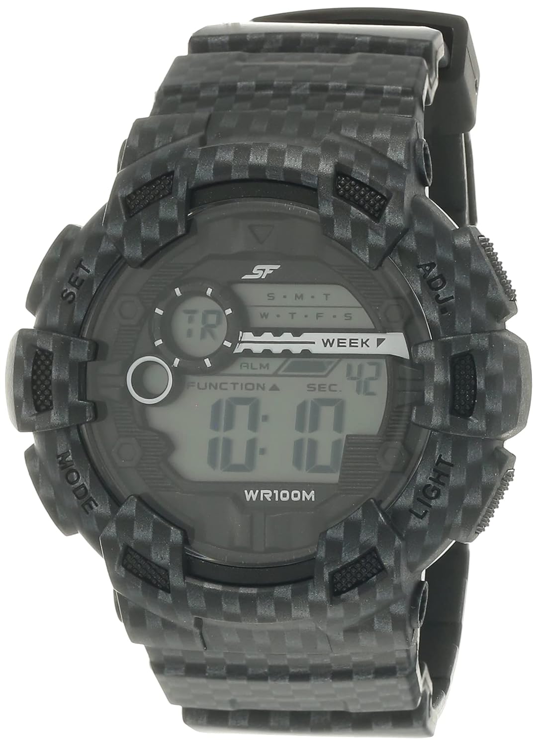 SF Quartz Analog Digital Black Dial Plastic Strap Watch for Men ...