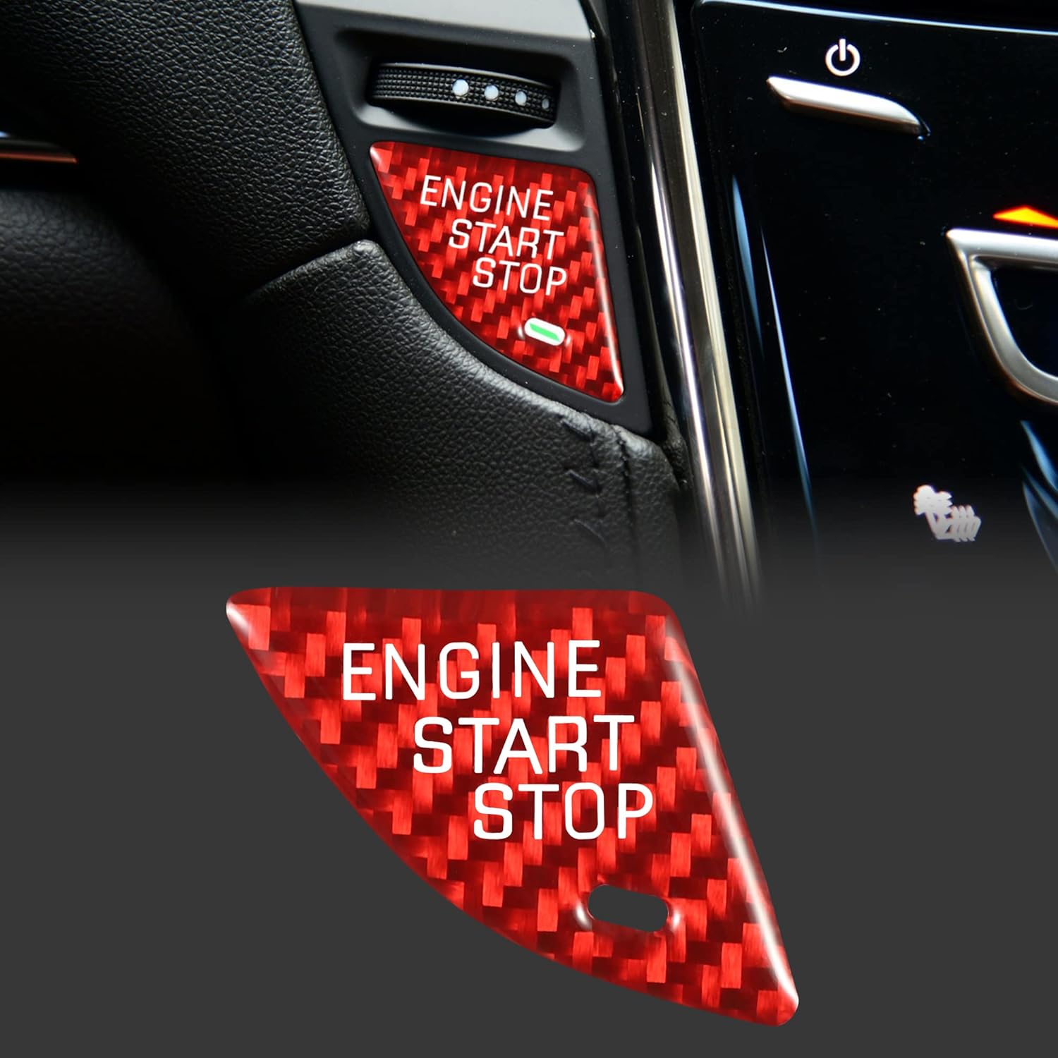 Amazon.com: TOMALL Carbon Fiber Car Engine Start Stop Cover Sticker ...