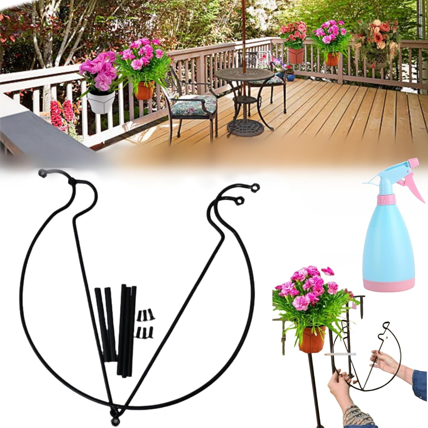 Amazon.com: Liulijun 2PC Balcony Rail Planter Clips,Send watering Can ...