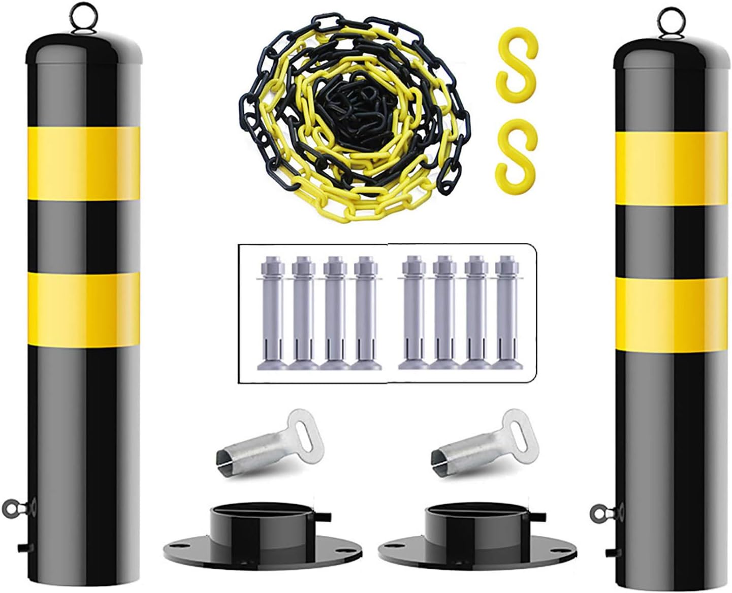 Amazon.com: FLEAGE Pack of 2 Parking bollards and Barrier Chain Link 5m ...