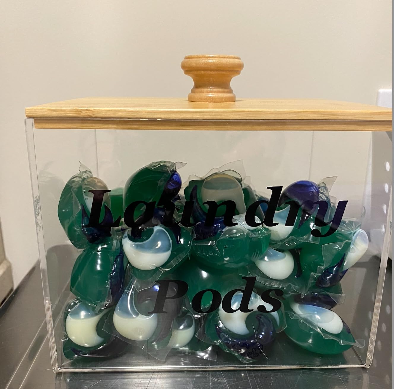 Amazon.com: Acrylic Laundry Pods Container with Bamboo Lid, Clear ...