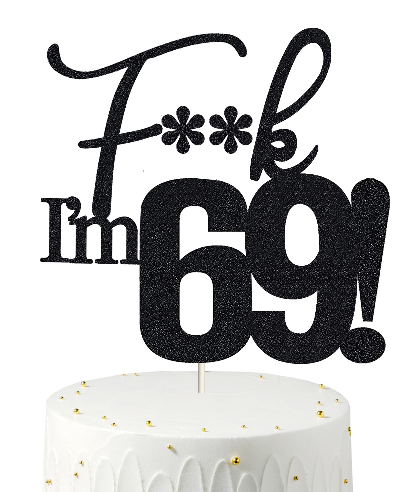 Snapklik.com : 69 Cake Toppers, 69 Birthday Cake Toppers-Black Glitter ...