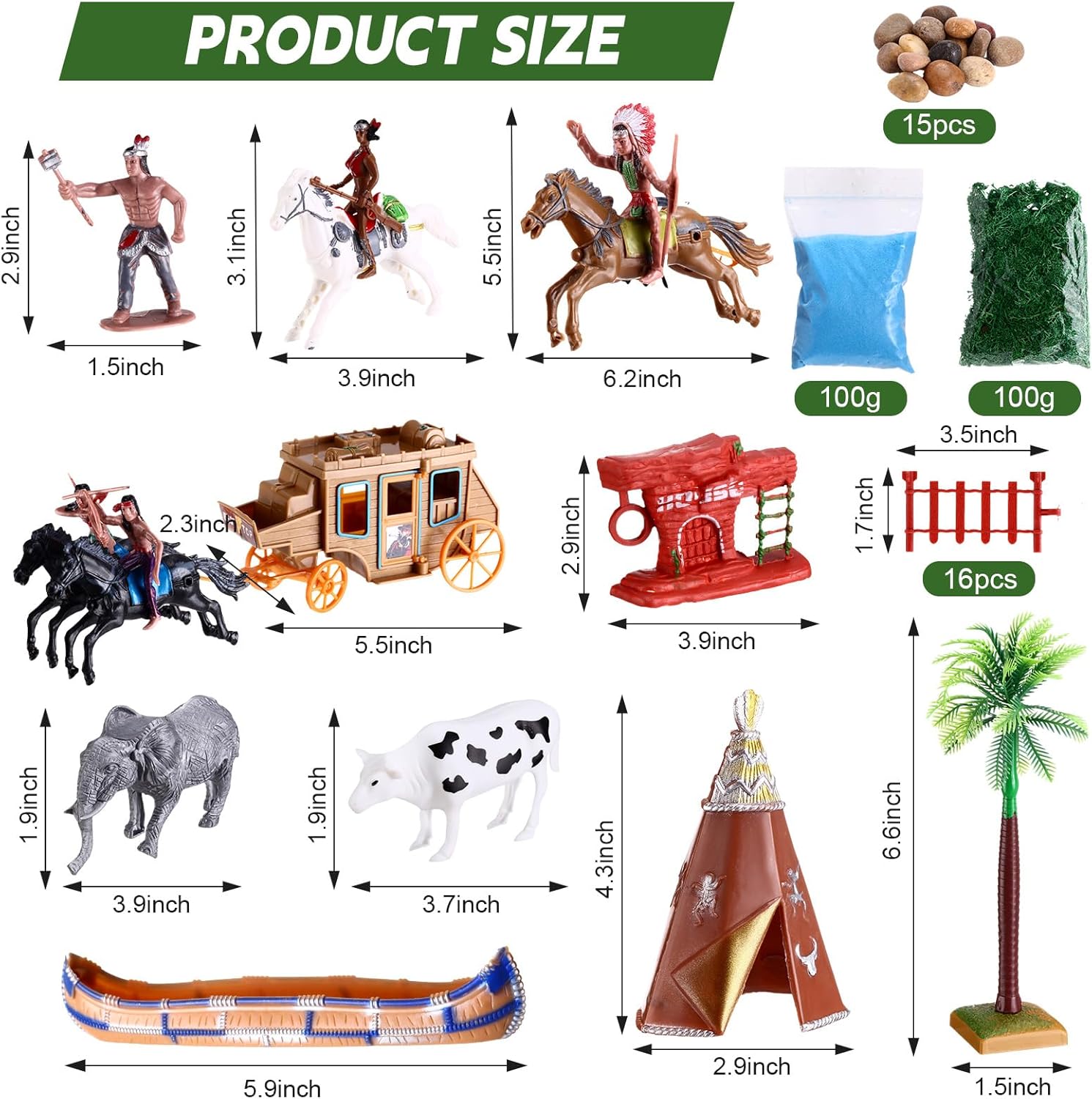 Simgoing 81 Pcs Native American Indians Figures Toys Set, Plastic ...