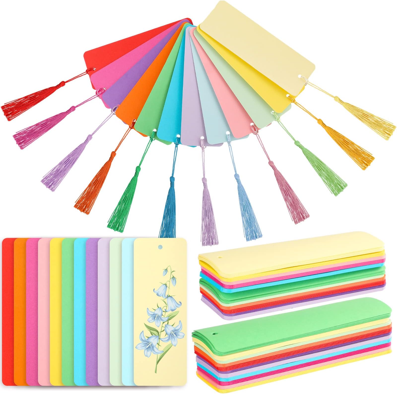 Amazon.com: 92 Pieces Unfinished Wood Bookmark with Colorful Tassels ...