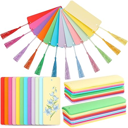 Amazon.com: Blank Bookmarks Cardstock Paper Bookmarks with 120 Pcs ...