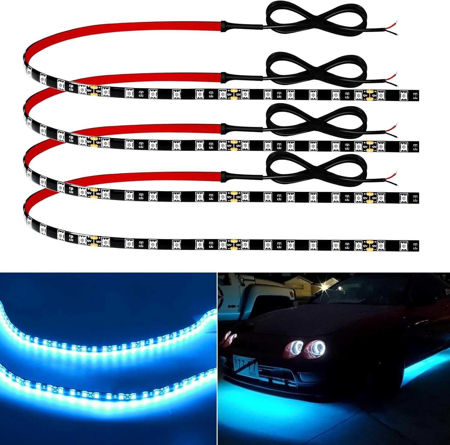 Amazon.com: Keiurot Car Led Strip Lights Connectable 12V Led Light ...