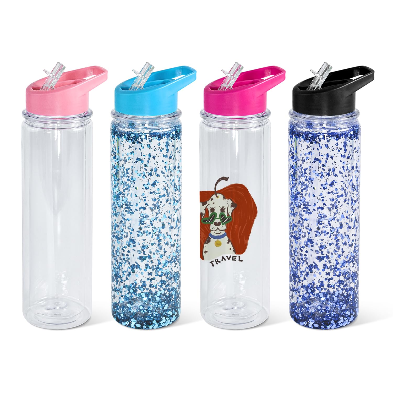 Amazon.com: CHLJAR 4 Pack 18oz Double Wall Clear Water Bottle Bulk ...