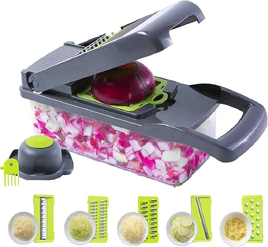 Vegetable Chopper and Slicer Henmos 16 Pieces Veggie Chopper Food ...