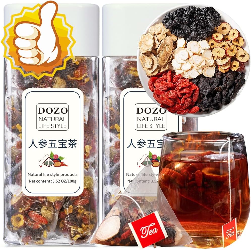 Amazon.com : DOZO Wubao Tea Ginseng Five Treasures Tea Men's Energy Tea ...