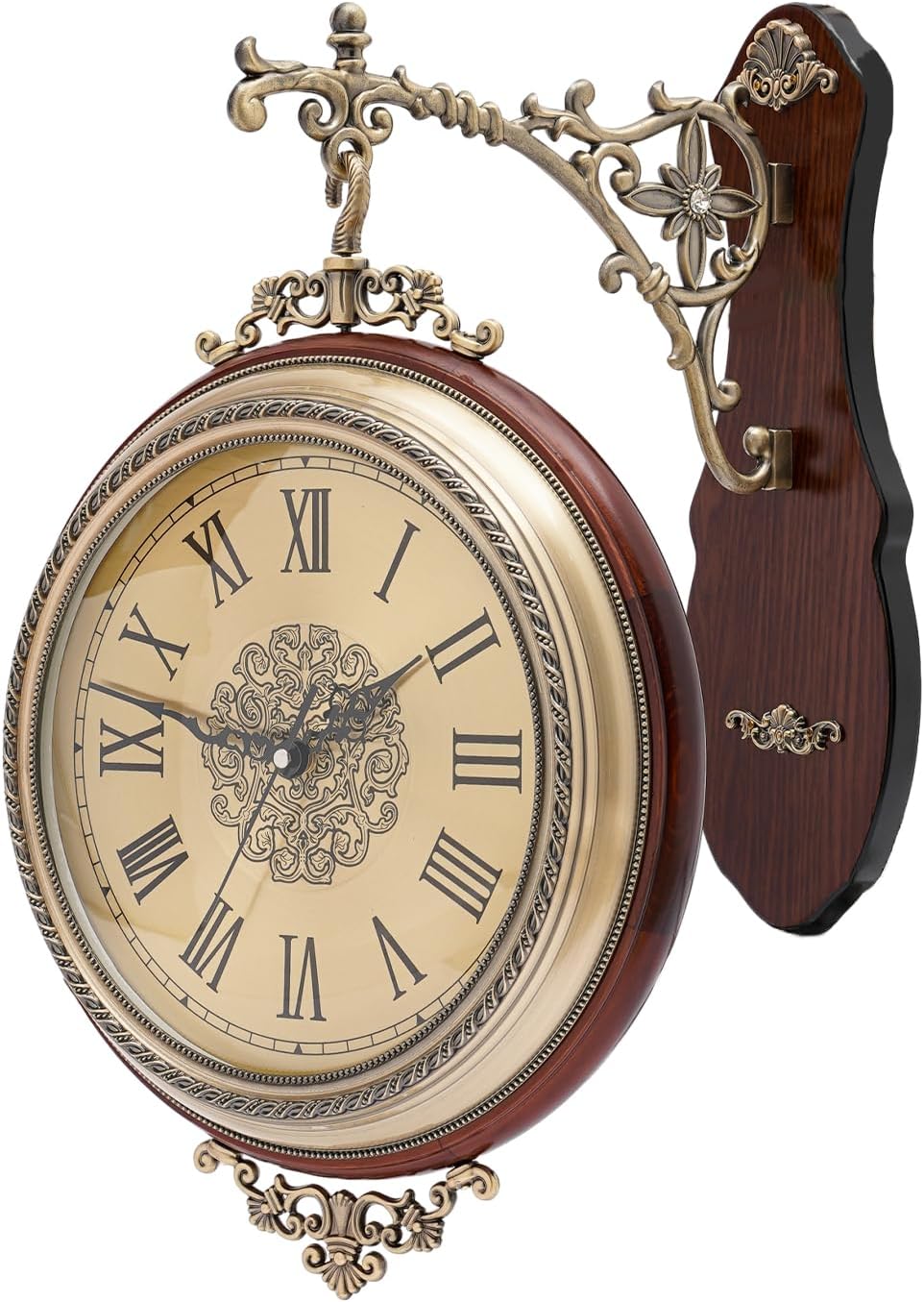 Amazon.com: NgFTG American Style Double Sided Wall Clock, Solid Wood ...