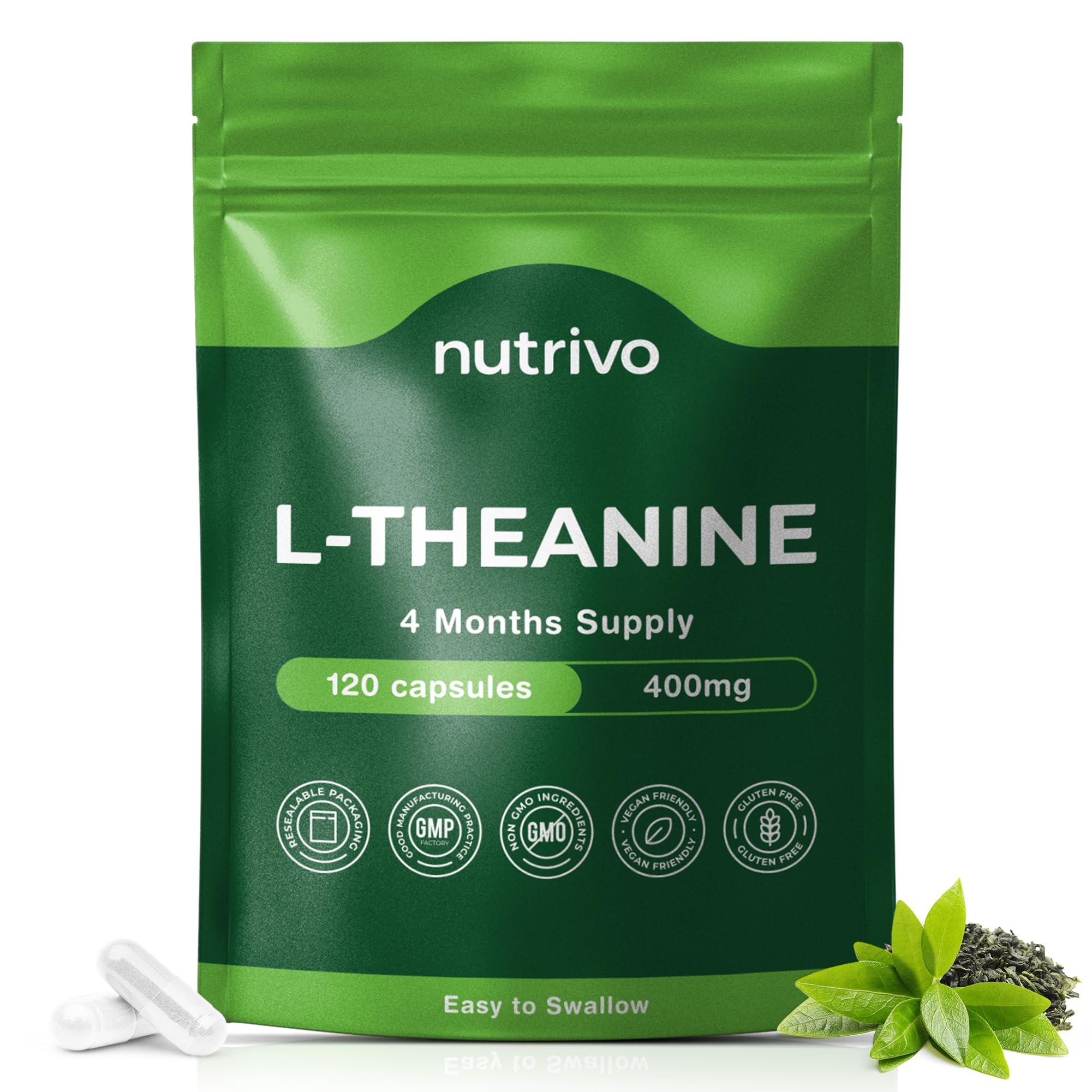 L Theanine 400mg | 120 Vegan Capsules - 4 Months Supply | Good ...