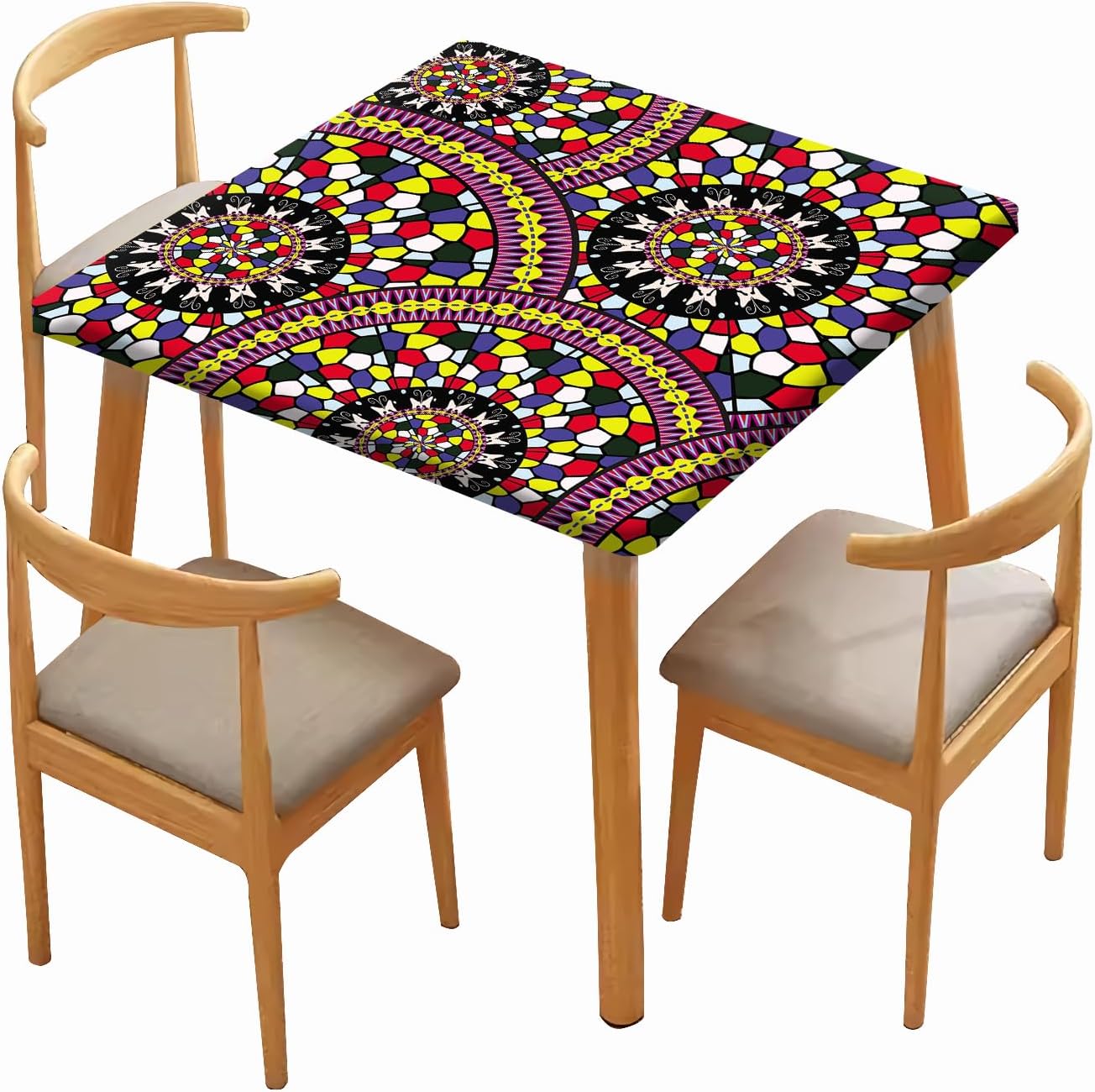 Amazon.com: Square Fitted Tablecloth, Classic Pattern Elastic Edge Home ...