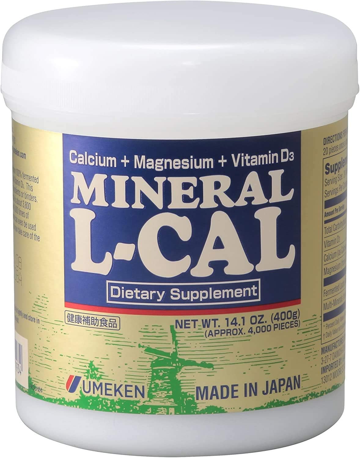 Amazon.com: Umeken Mineral L-Cal Supplement, Large Bottle, 6 Month ...