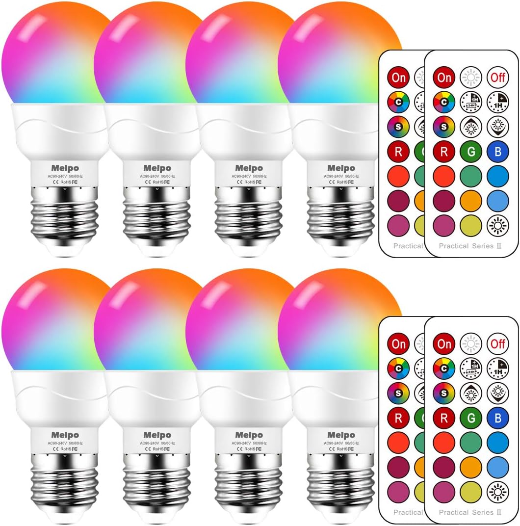 8 Pack Color Rotating Bulb E26, RGB Color Changing Party LED Bulbs ...