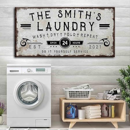 Amazon.com: Tailored Canvases Personalized Laundry Sign - Large Canvas ...