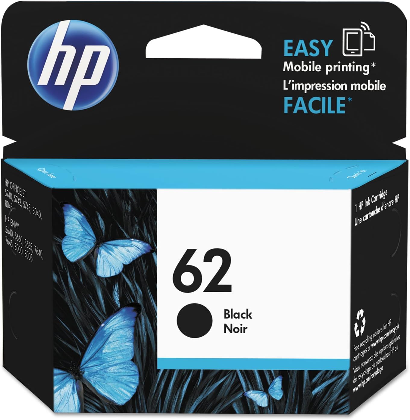 Original HP 62 Black Ink Cartridge | Works with HP OfficeJet 200, 5700 ...
