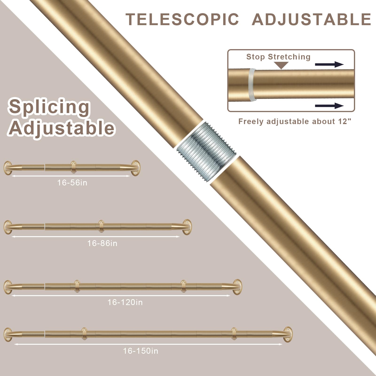 Snapklik.com : 2 Pack 1Inch Diameter Wrap Around Curtain Rods For ...