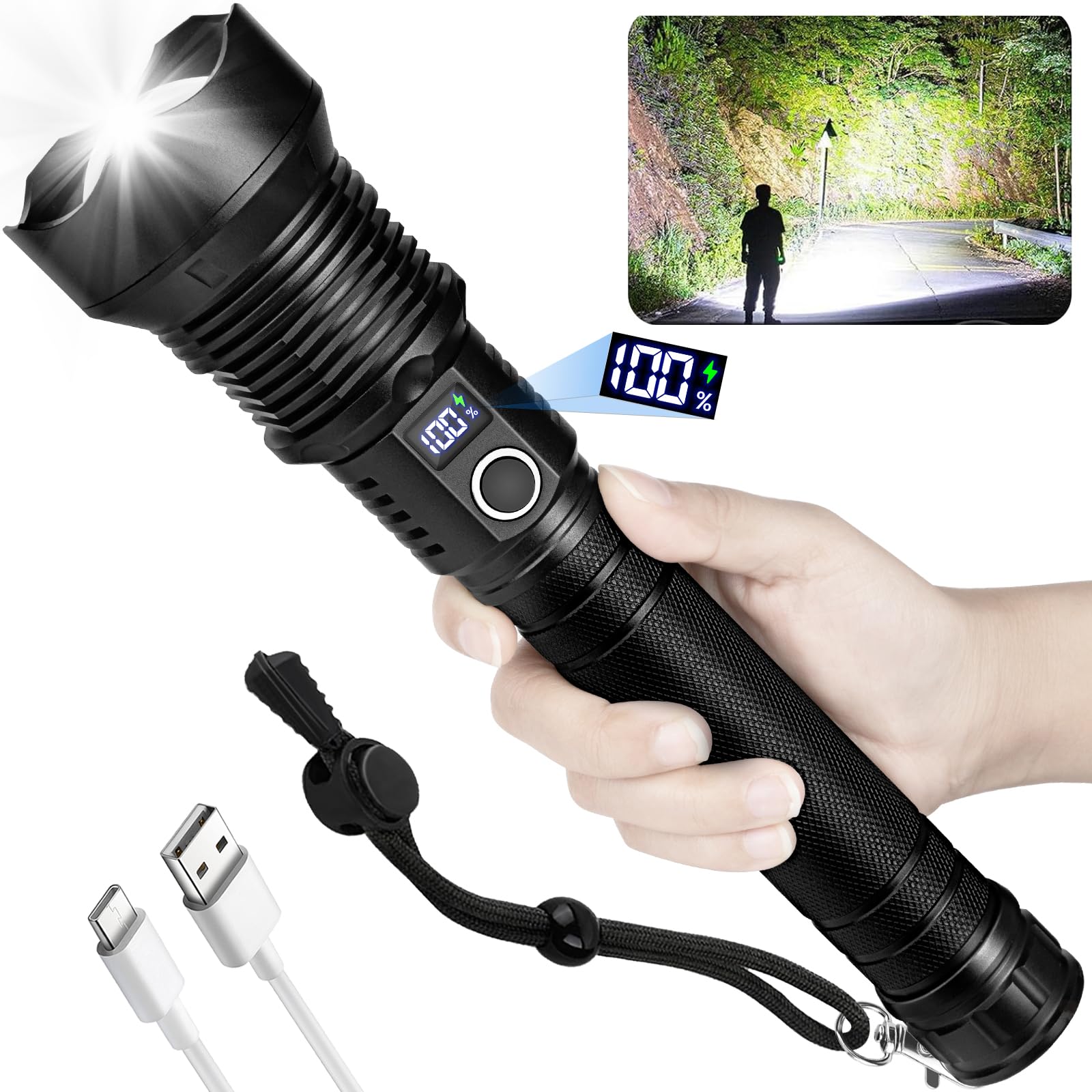 Rechargeable Flashlights High Lumens, LED Flashlight 290,000 Lumen ...