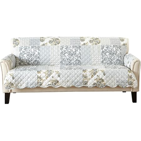 Amazon.com: Reversible Floral Patchwork Furniture Protector. Scalloped ...