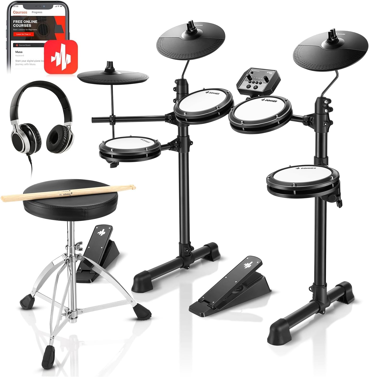 Amazon.com: Alesis Nitro Max Kit Electric Drum Set with Quiet Mesh Pads ...