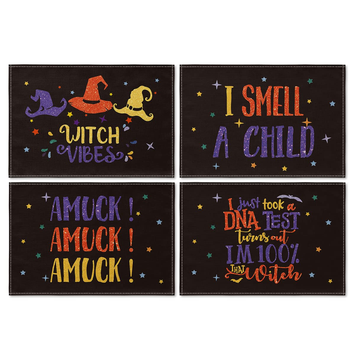 Artoid Mode Hocus Pocus Halloween Placemats For Dining Table 12 ...