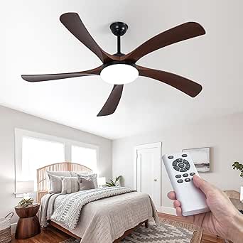 HUMHOLD 60 Inch Ceiling Fan with Light and Remote, 5 Reversible Blade ...