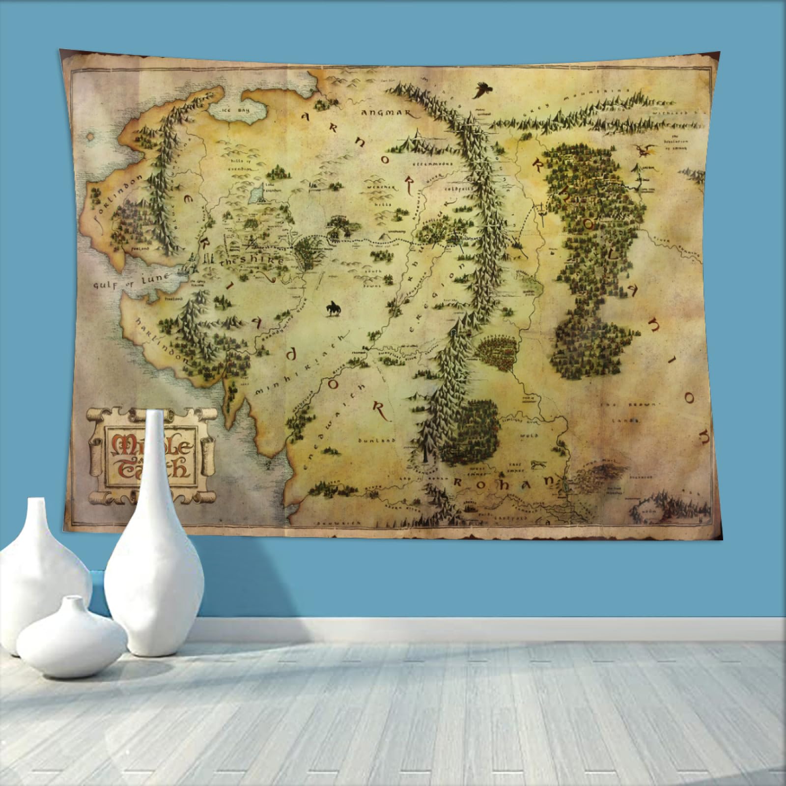 Snapklik.com : Vintage Map Of Middle Earth Tapestry Re-tro Middle Earth ...