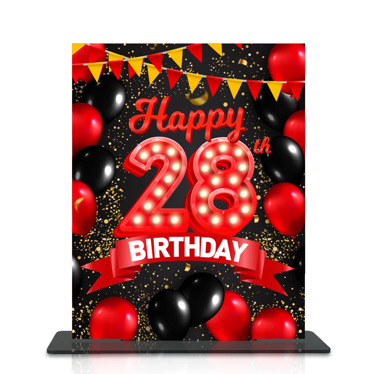 Snapklik.com : Happy 28th Birthday Black & Red Balloon Acrylic Table ...