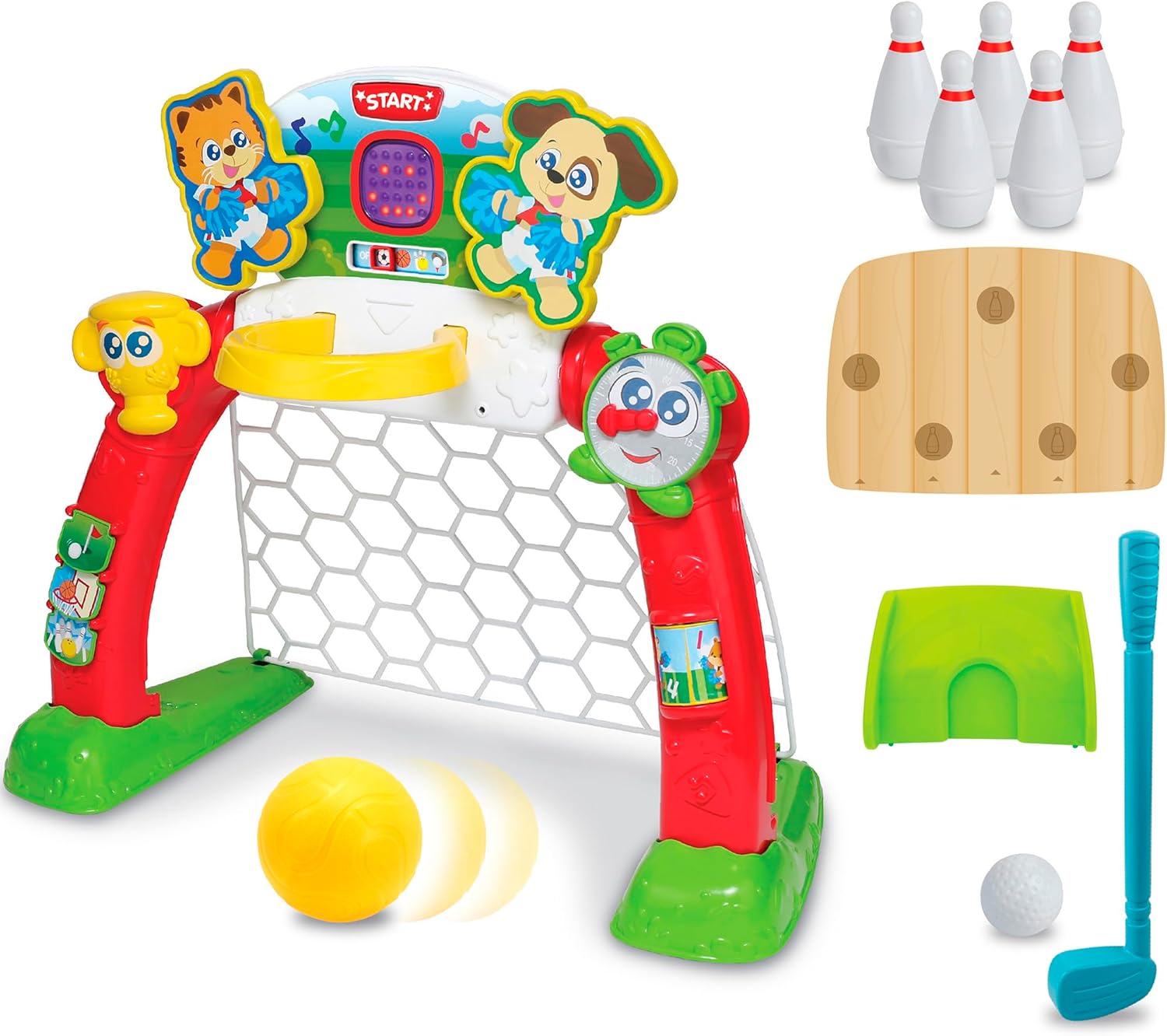 Amazon.com: Winfun: 4-in-1 Sports Center - 4 Modes: Soccer, Basketball, Bowling, & Golf, LED ...