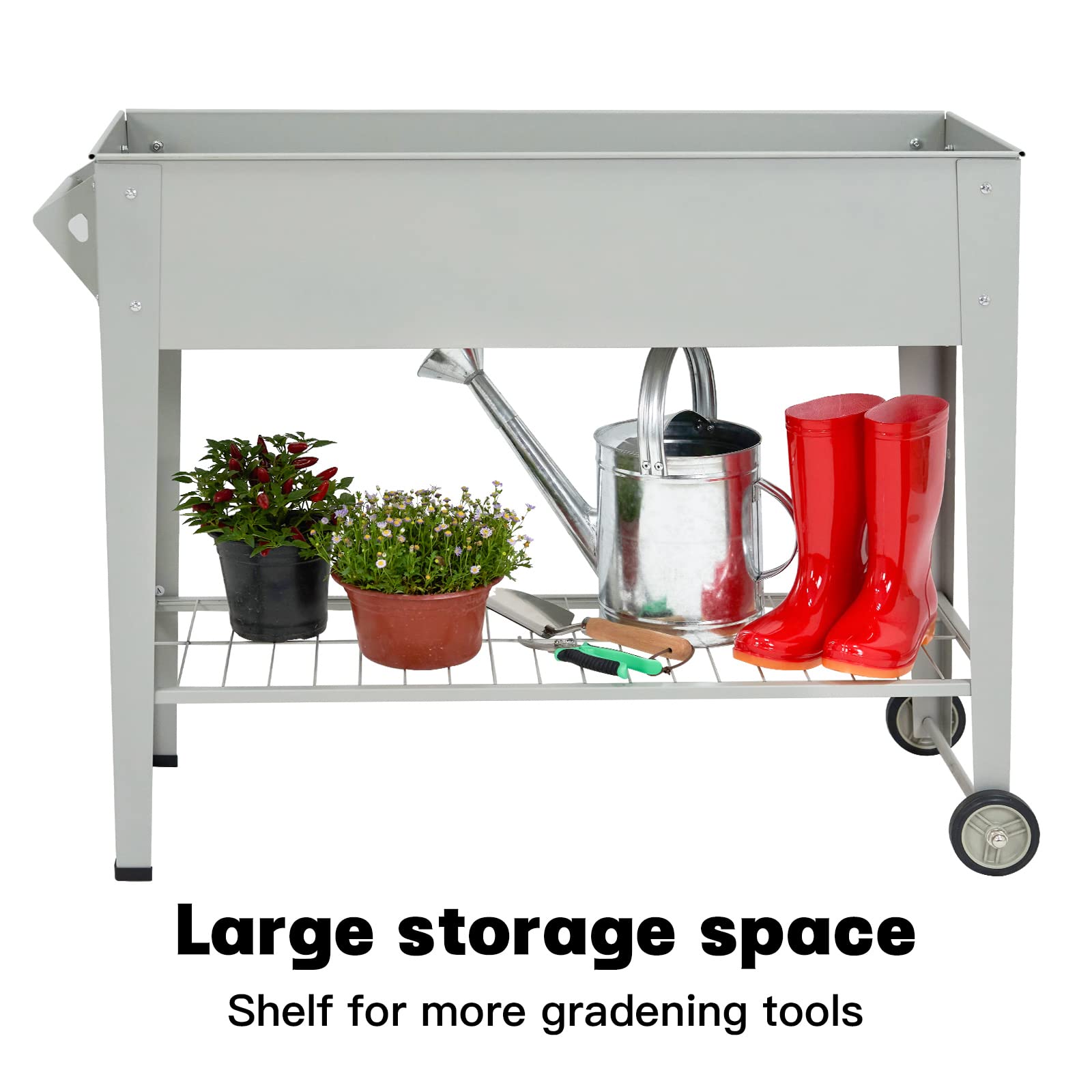 LEETOLLA Raised Garden Bed Outdoor Elevated Herb Planter Box Moveable ...