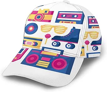 Retro 90s 80s Costume Baseball Cap,Unisex Classic Adjustable Sport Hip ...