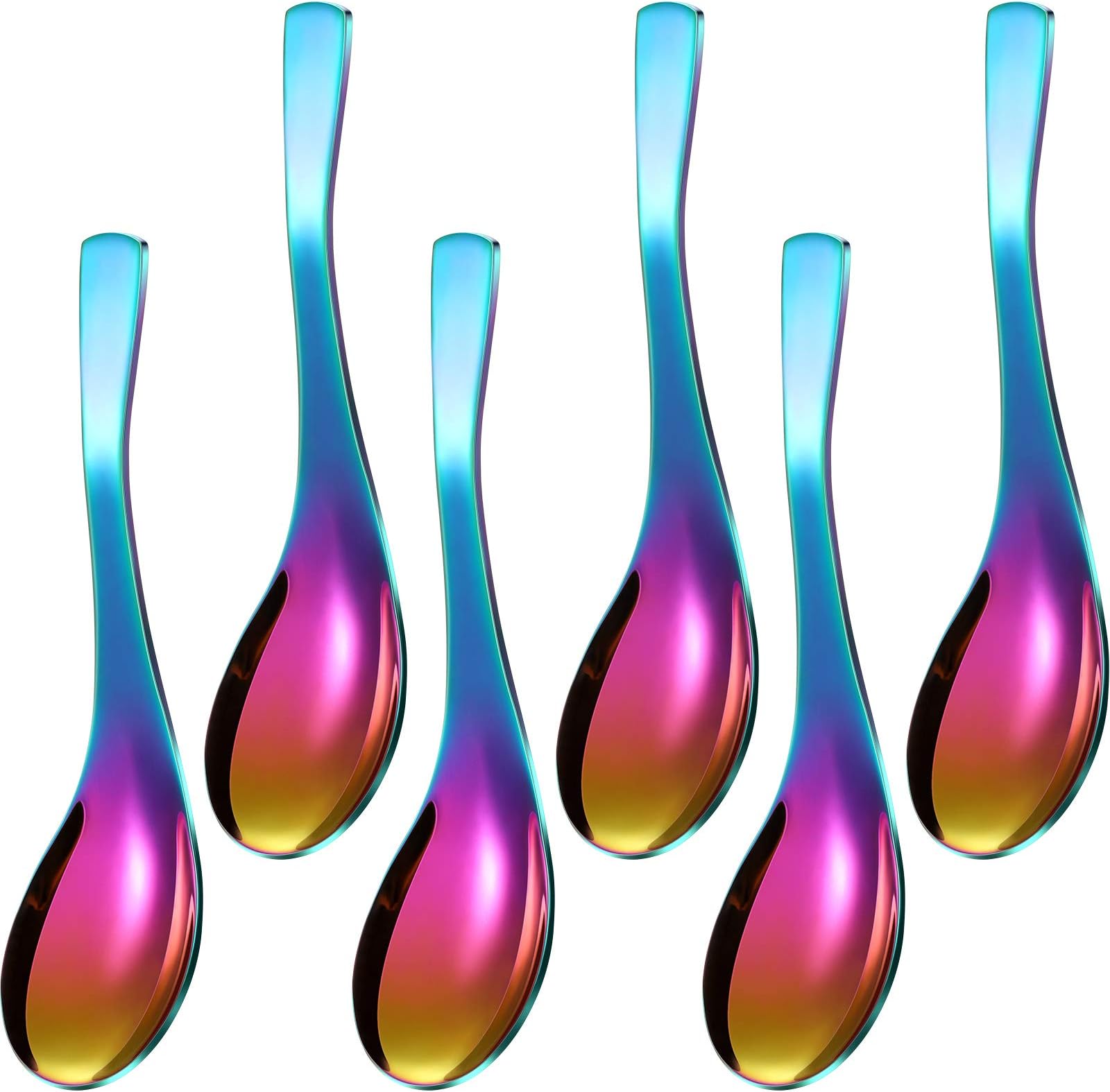 Amazon.com: 6 Pieces Rainbow Soup Spoon Colorful Stainless Steel Spoon ...