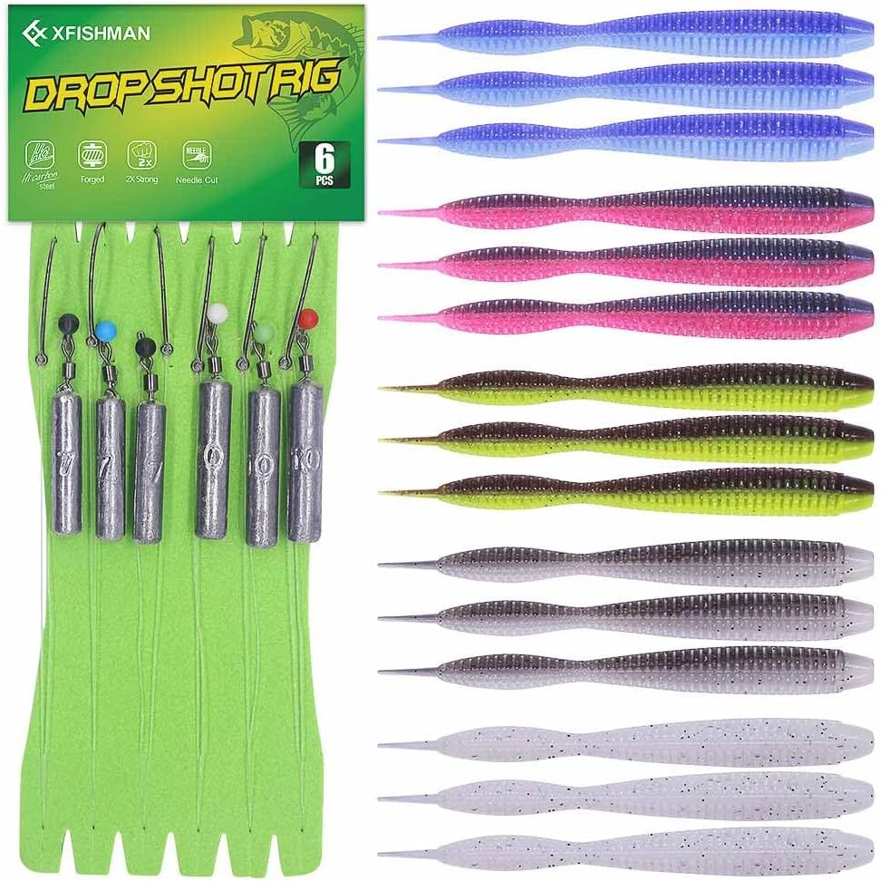 Amazon.com : Drop Shot Rigs for Bass Fishing Ready Rig with Hooks and ...