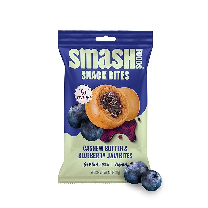 Amazon.com: Smash Foods Cashew Butter & Blueberry Jam Superfood Bites ...