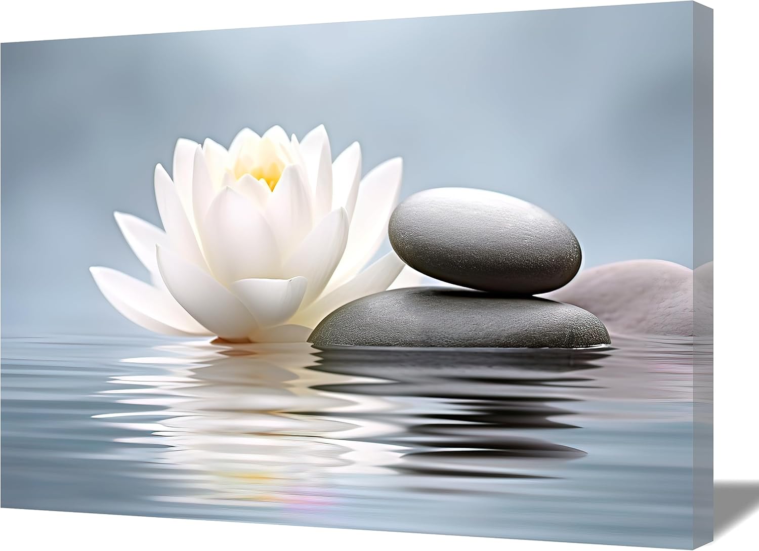 Amazon.com: QIXIANG Zen Wall Art Black Stones and White Lotus Flowers ...