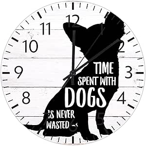 Amazon.com: ArogGeld PVC Wall Clock Time Spent with Dogs is Never ...