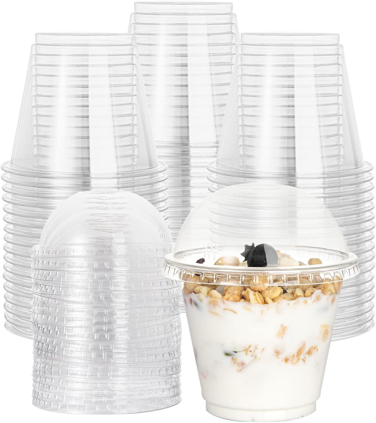 Amazon.com: 8oz Plastic Cups with Dome Lids -Set of 50 - Disposable ...