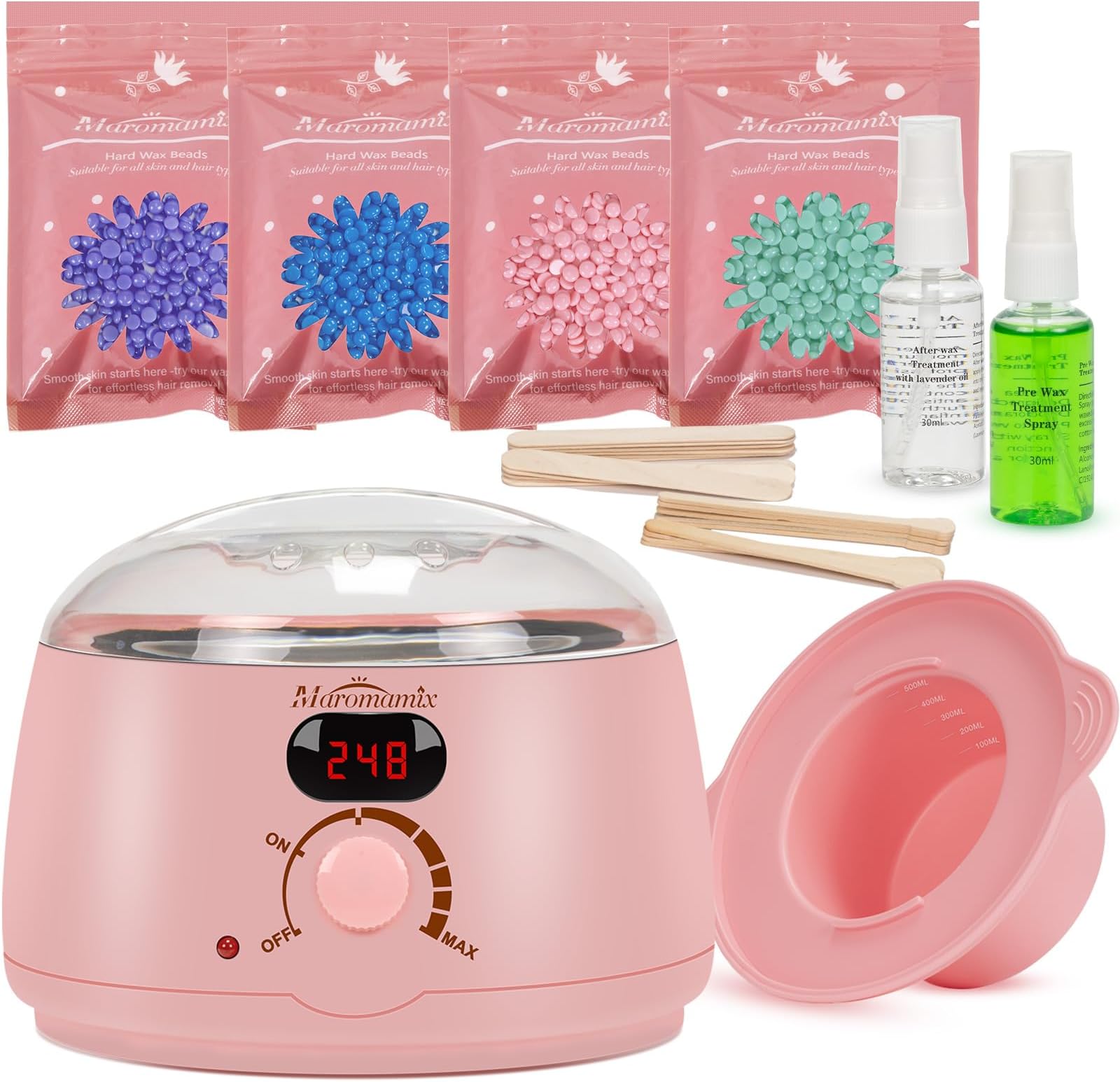 Amazon.com : KeShi Waxing Kit, Painless Hair Removal Wax Warmer, Home ...