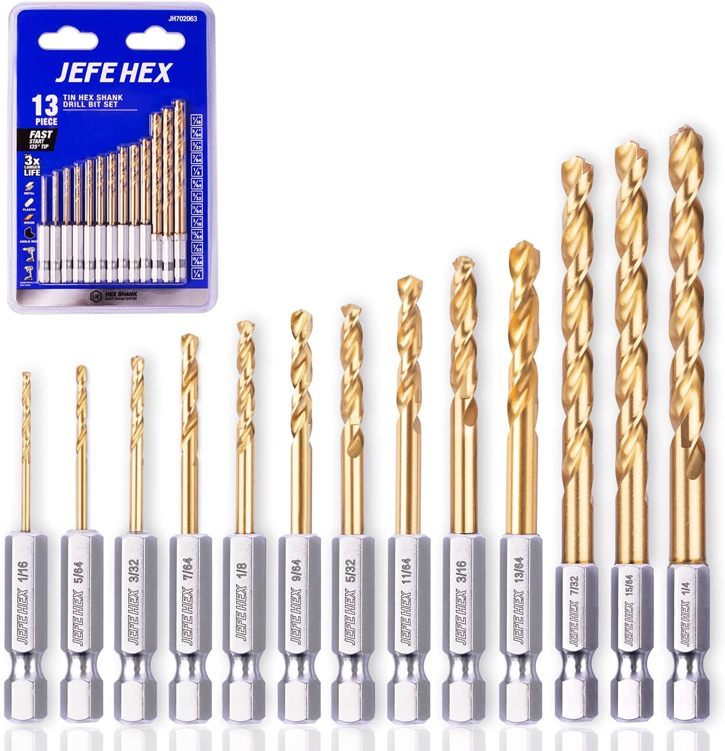 Makita B-65399 Impact Gold 14 Pc. Titanium Drill Bit Set, 1/4 In. Hex ...