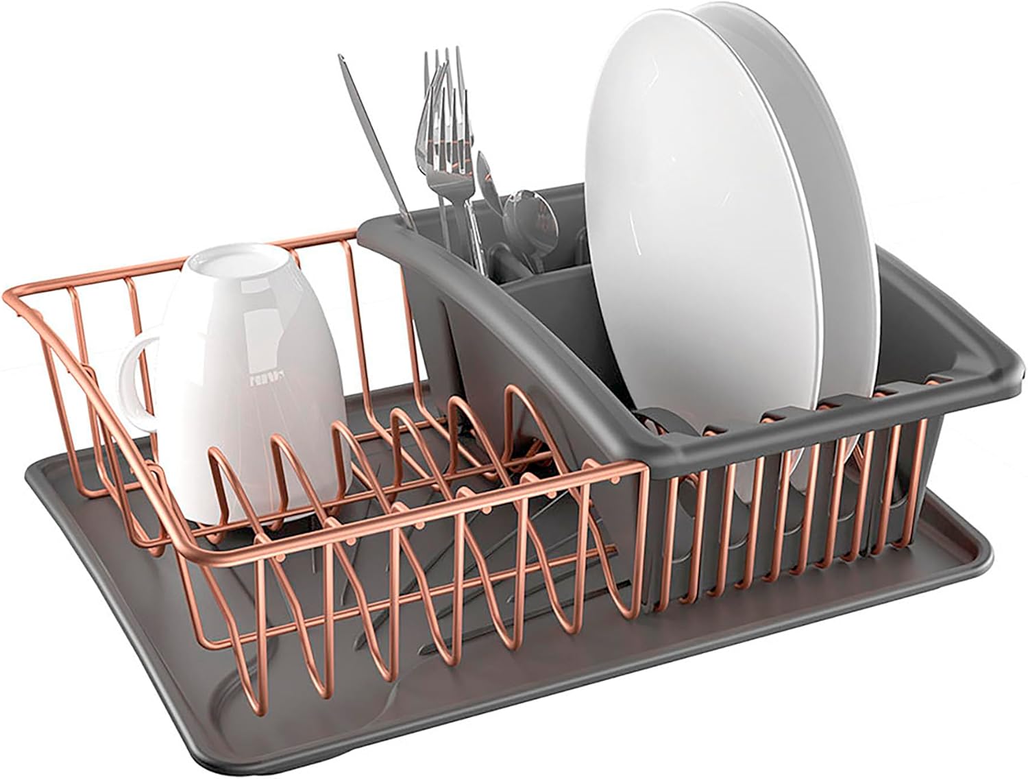 Metaltex Dish Drying Rack with Tray, Metal, Copper, 37x33x63 cm ...