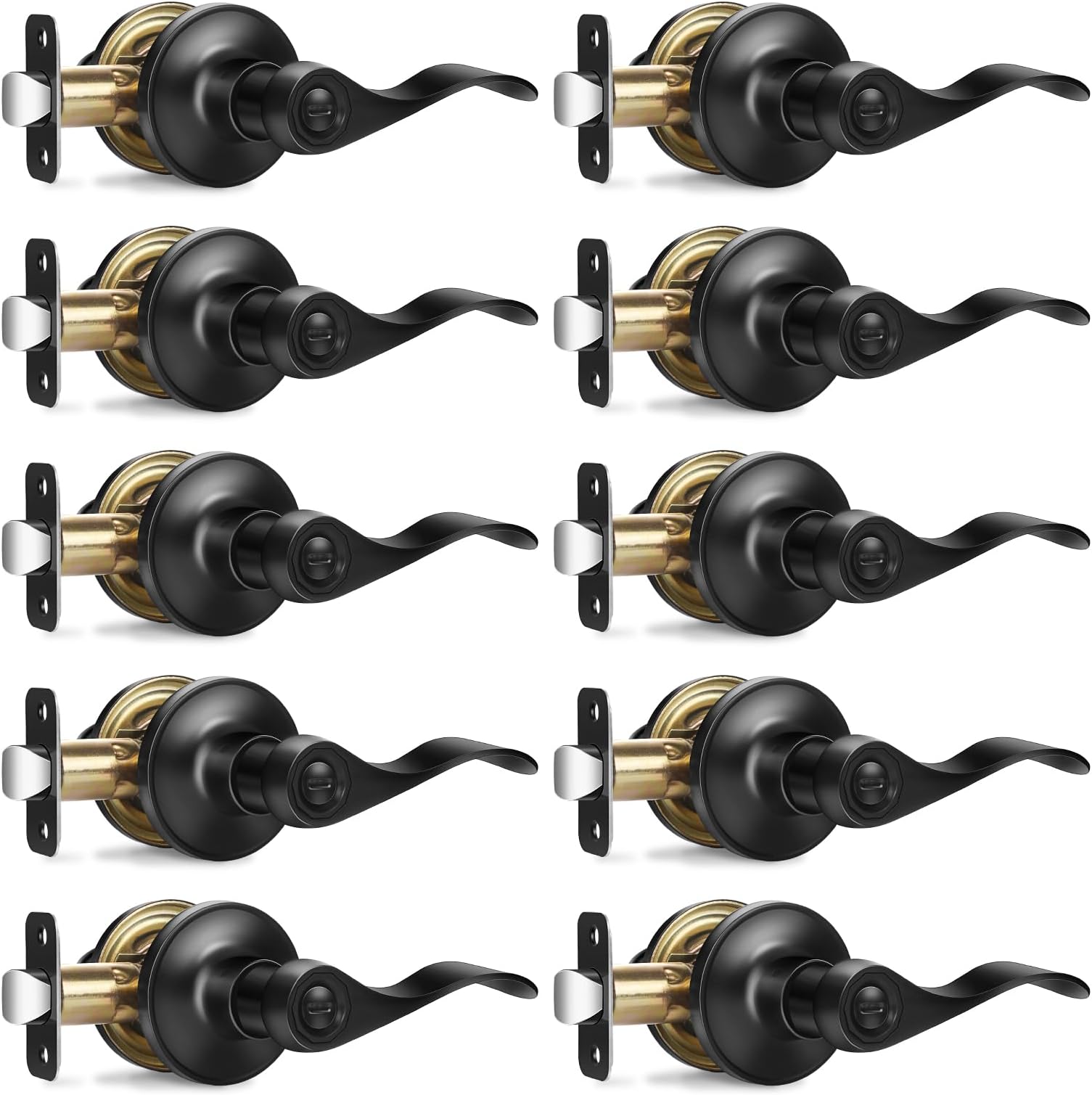 Probrico Oil Rubbed Bronze Privacy Door Levers Interior Keyless Handles ...