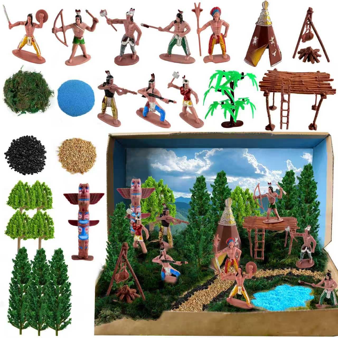 Amazon.com: Morofme Native American Indians Figures Toys Set Plastic ...