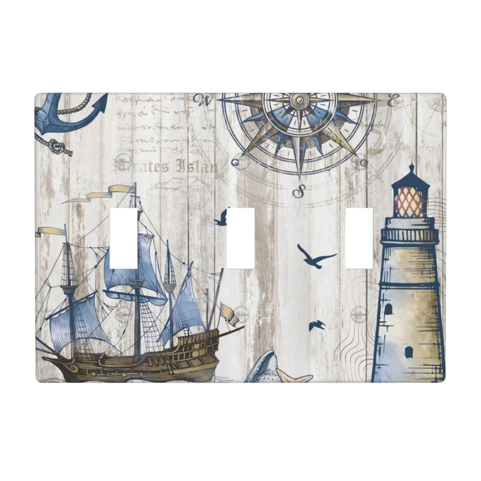 Ocean Nautical Sailboat 3 Gang Triple Toggle Light Switch Cover ...