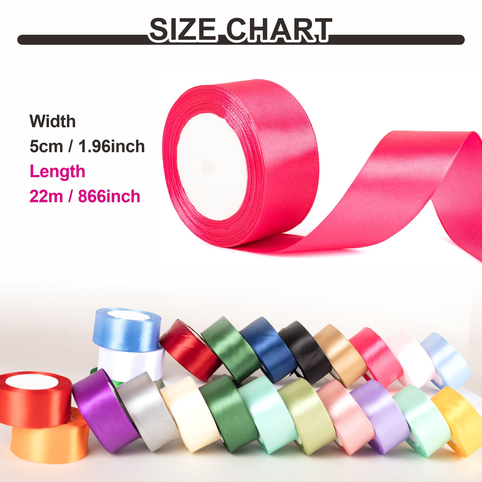 50mm Wide Hot Pink Ribbon Thick Satin Ribbon Bright Pink Wedding Car ...